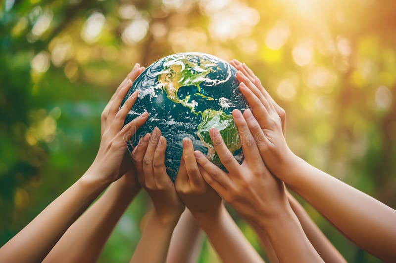 Hands Holding Earth Globe stock illustration. Illustration of peace ...