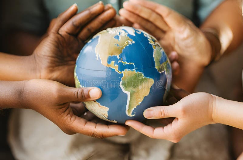 Hands Holding Earth Globe stock illustration. Illustration of planet ...