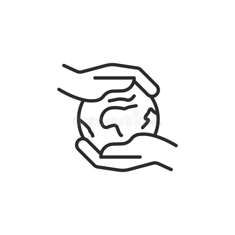 Hands holding Earth icon stock illustration. Illustration of ...
