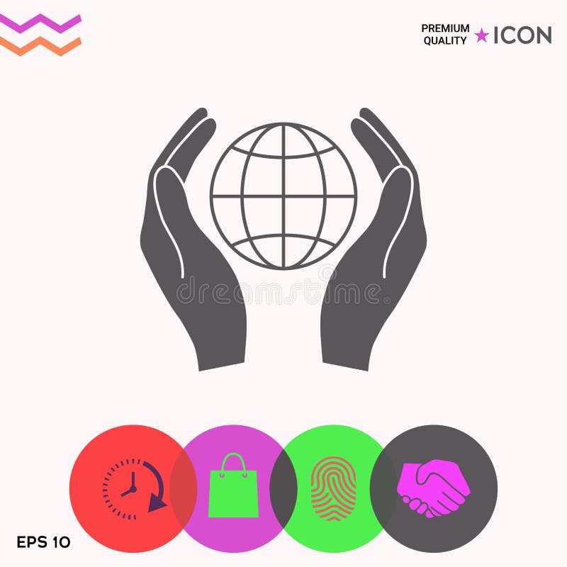 Hands Holding Earth. Protect Icon Stock Vector - Illustration of hold ...