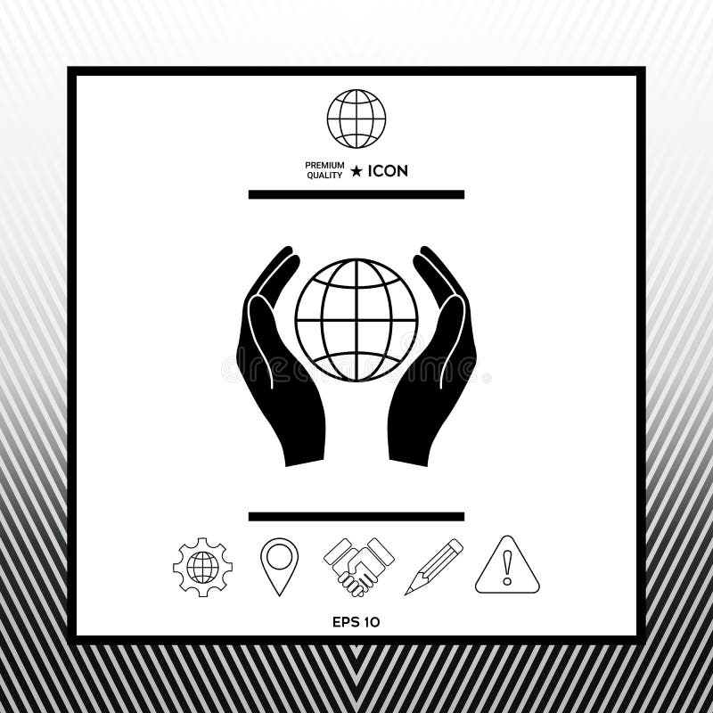 Hands Holding Earth. Protect Icon Stock Vector - Illustration of global ...