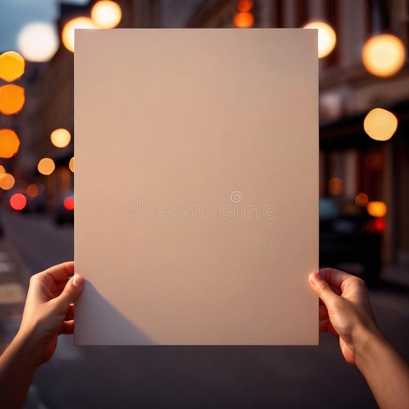 Hands Holding Empty Blank Sign Cardboard Signboard To Communicate ...