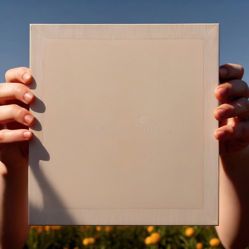 Hands Holding Empty Blank Sign Cardboard Signboard To Communicate ...
