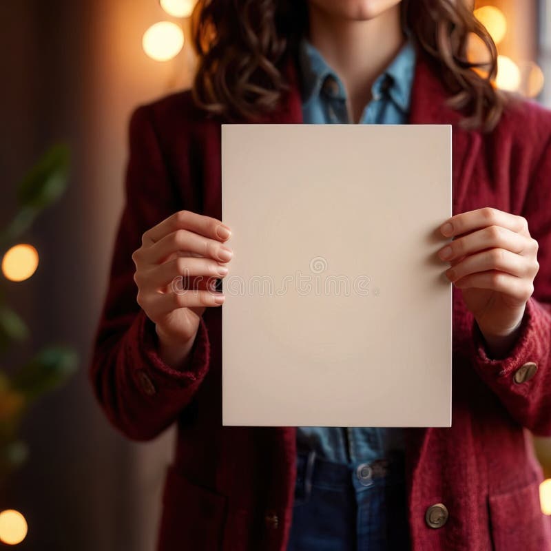 Hands Holding Empty Blank Sign Cardboard Signboard To Communicate ...