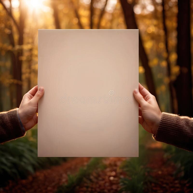 Hands Holding Empty Blank Sign Cardboard Signboard To Communicate ...