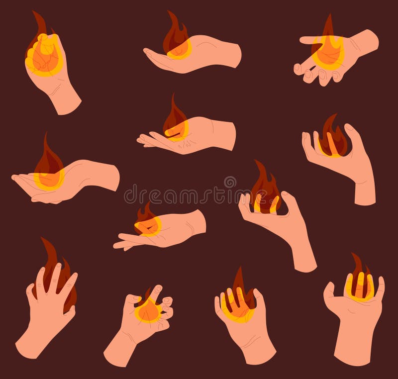 Hands holding fire stock vector. Illustration of ignition - 309459203