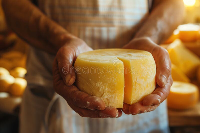 Hands Holding Freshly Made Cheese in Rustic Setting with Traditional ...