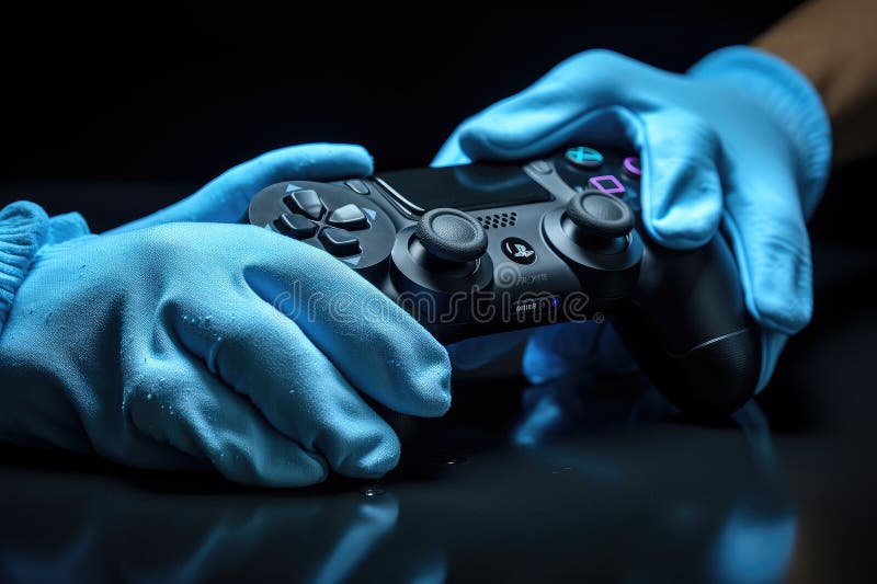 Hands Holding Game Controller on Black, AI Generated Stock Illustration ...