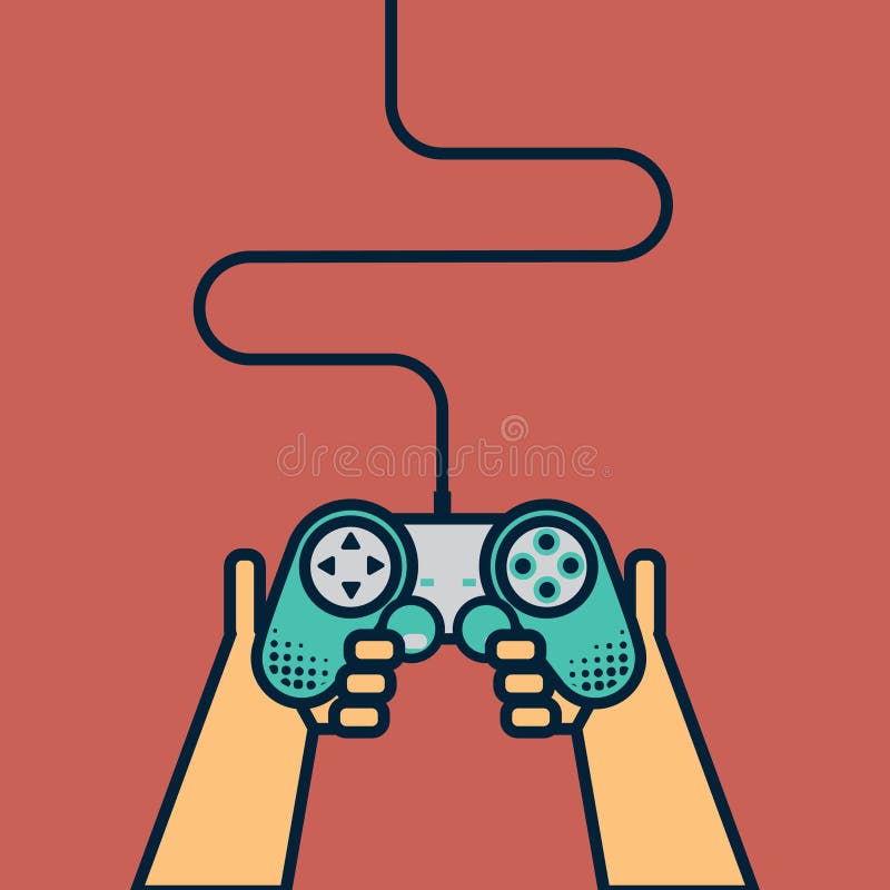 Hands Holding Game Controller. Vector Illustration Decorative Design ...