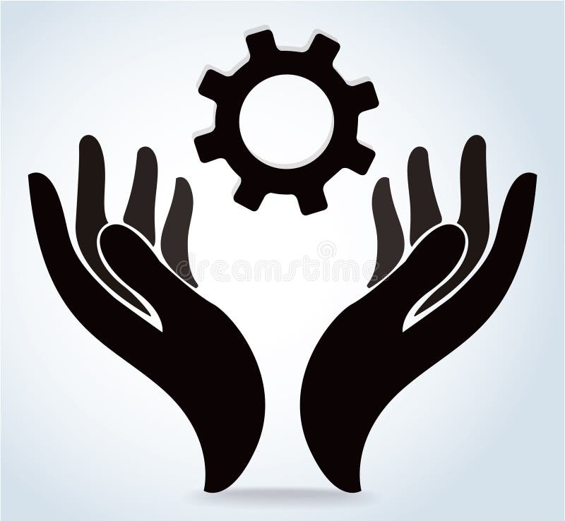 Hands Holding Gear Design Logo Icon Vector Stock Vector - Illustration ...