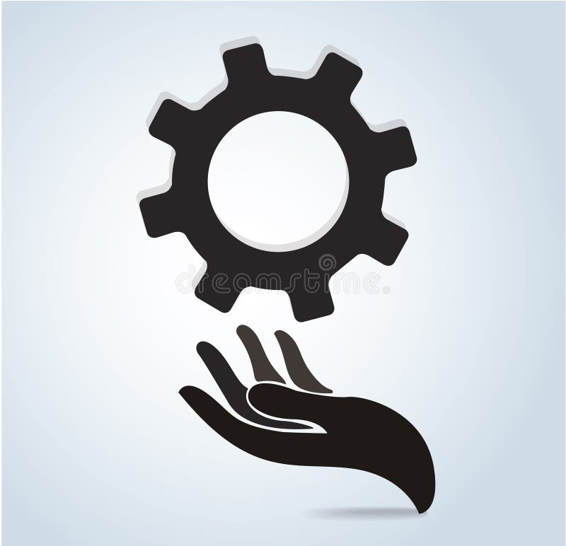 Hands Holding Gear Design Logo Icon Vector Stock Vector - Illustration ...