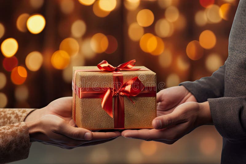2 hands holding a gift box stock photo. Image of beautiful - 304583476