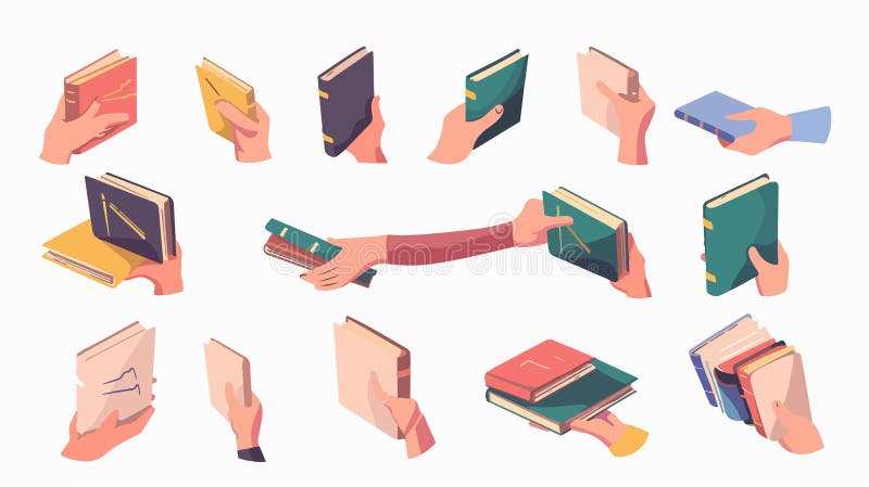 Hands Holding, Giving, Sharing Paper Books Set Collection Stock Vector ...