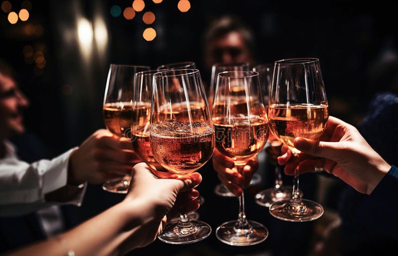 Hands Holding the Glasses of Wine Making a Toast Stock Illustration ...