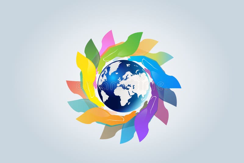 Hands Holding a Global World Map Logo Vector Web Image Stock Vector ...