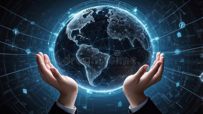 Hands Holding Globe with Network Connecting Data of Network Security ...