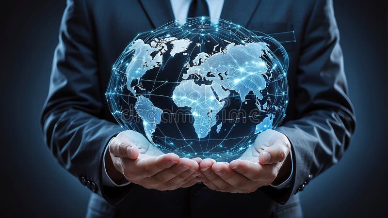 Hands Holding Globe with Network Connecting Data of Network Security ...