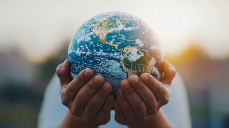 Hands Holding a Globe Symbolizing Global Unity and Environmental ...