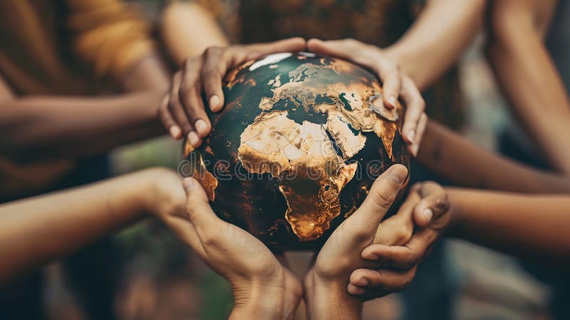 Hands Holding Globe Symbolizing Unity and Global Cooperation. Stock ...