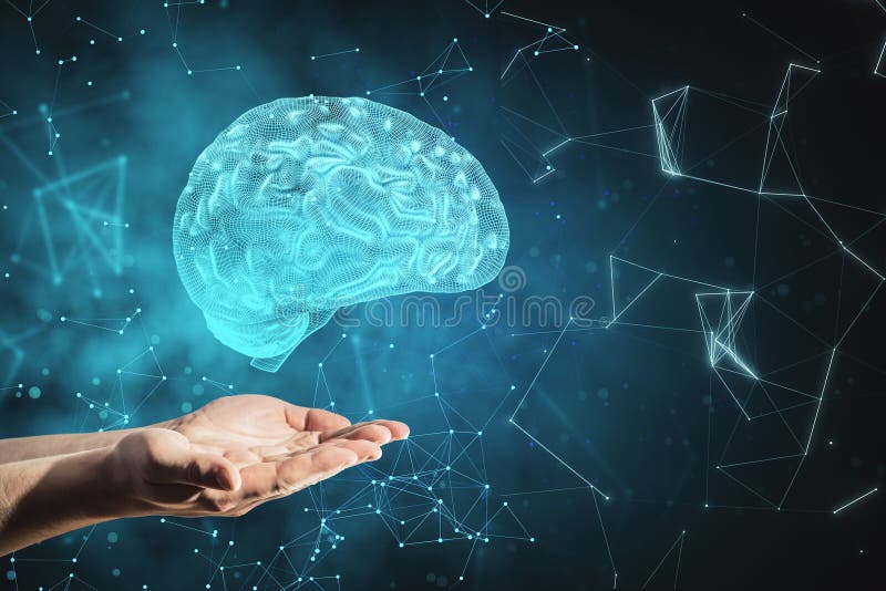 Hands Holding Glowing Brain Stock Illustration - Illustration of ...