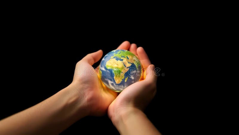 Hands Holding Glowing Earth, Symbolizing Hope Stock Illustration ...