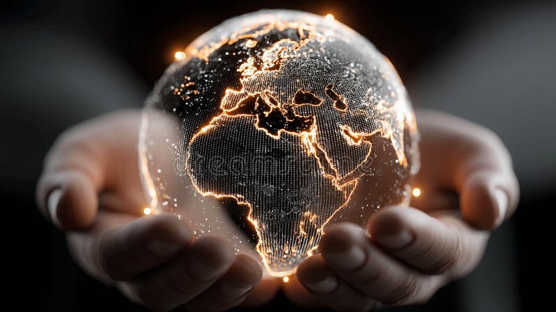 Hands Holding a Glowing Globe. the Earth is in Human Hands, Which Can ...