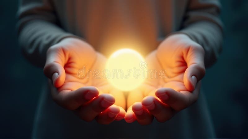 Hands Holding Glowing Orb - Hope, Potential, and Light Stock Illustration - Illustration of ...