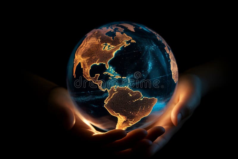 Hands Holding Glowing Planet Earth Globe. Generative AI Stock ... Hands Holding Glowing Planet Earth Globe. Generative AI Stock ...