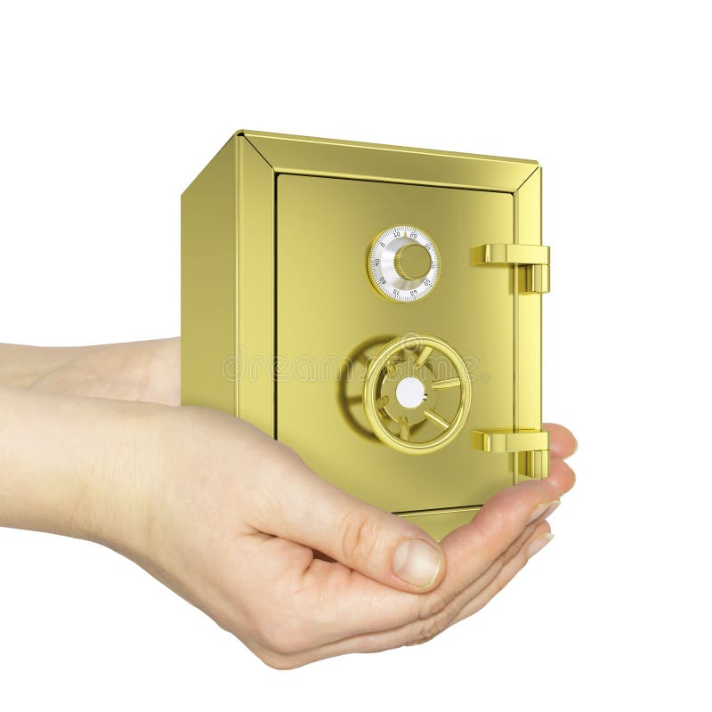 Hands holding gold safe stock photo. Image of adult, combination - 40301562