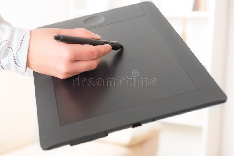 Hands Holding Graphic Tablet Stock Photo - Image of illustrate, draw ...