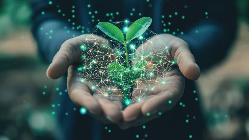 Harmony of Growth and Technology Stock Illustration - Illustration of ...