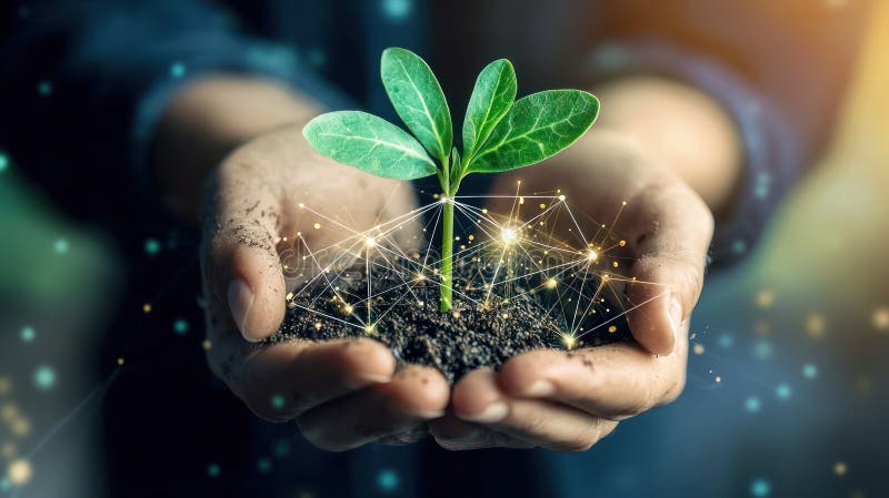 Harmony of Growth and Technology Stock Illustration - Illustration of ...