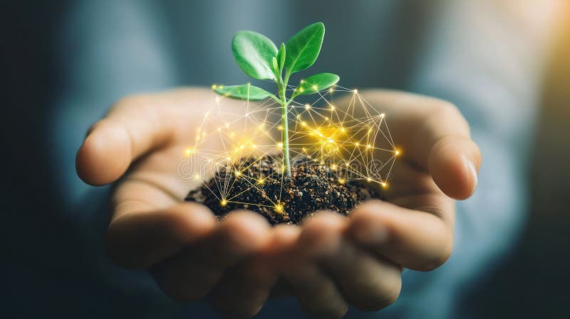 Harmony of Growth and Technology Stock Illustration - Illustration of ...