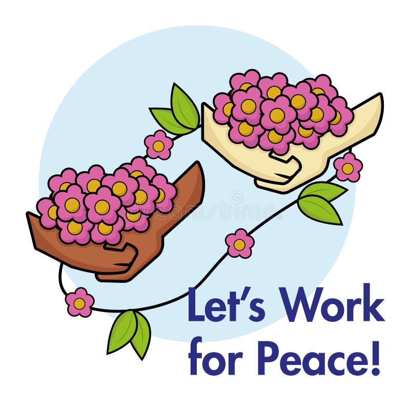 Hands Holding a Group of Flowers Work for Peace Vector Stock Vector ...