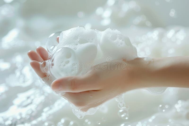 Hands Holding a Handful of Soap Bubbles. Cleanliness and Hygiene in a ...