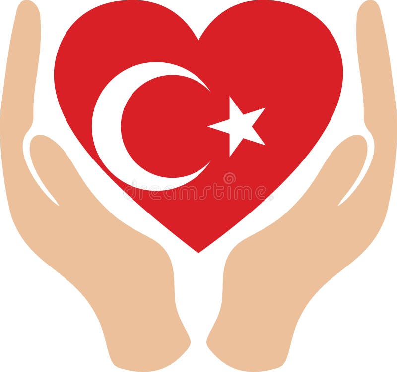 Hands Holding a Heart with a Flag of Turkey Stock Vector - Illustration ...