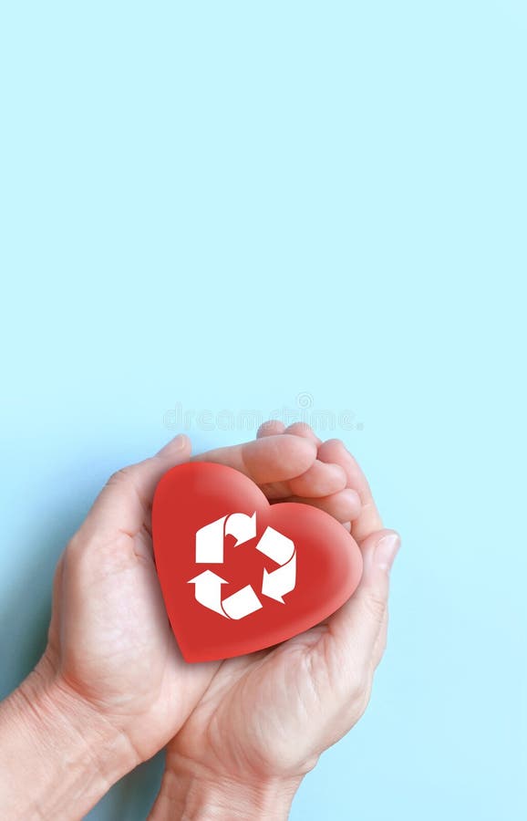 Hands Holding Heart Recycle Sign Ecology Saving Environment Stock ...