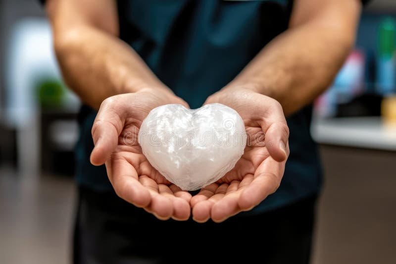 Hands Holding Heart-shaped Ice Sculpture in Caring Gesture Stock Image ...