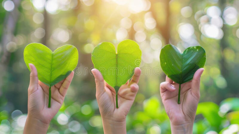 The Hands Holding Heart-shaped Leaves. AI Generated Stock Photo - Image ...