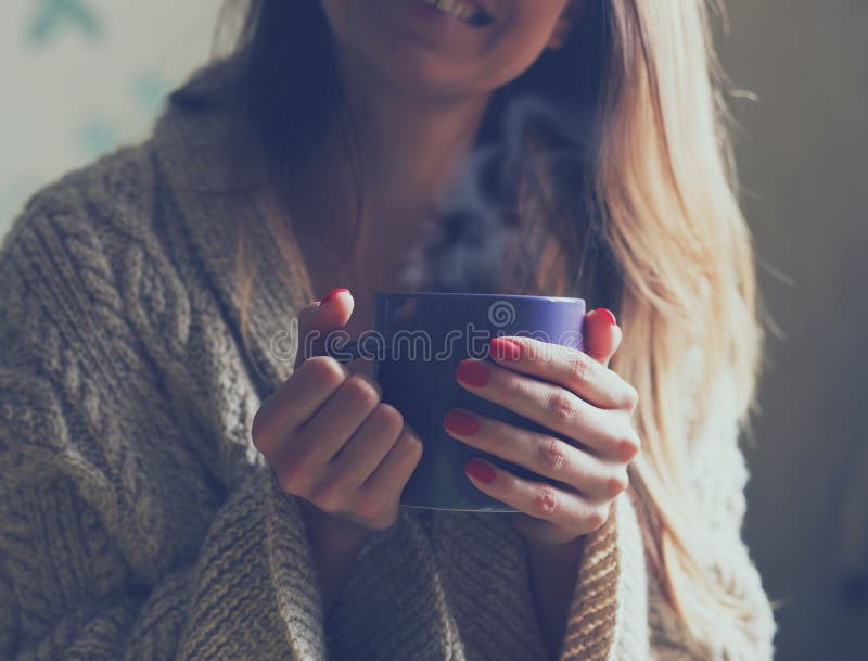 Hands Holding Hot Coffee or Tea Stock Image - Image of relaxation ...