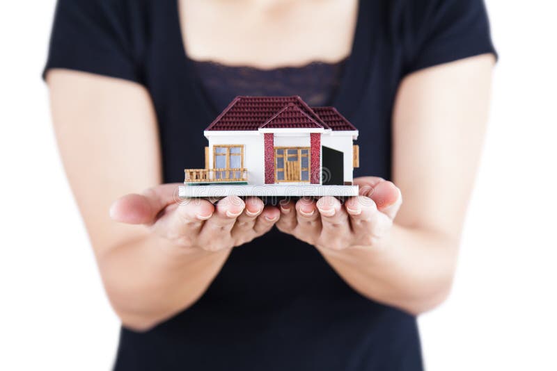 Hands holding house stock image. Image of construction - 39145765