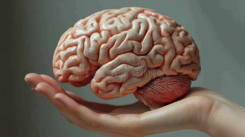 Hands Holding Human Brain stock illustration. Illustration of holding ...