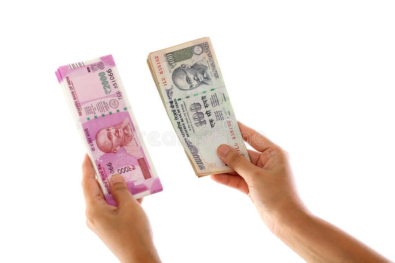 Hands Holding Indian 2000 and 100 Rupee Notes Stock Photo - Image of ...