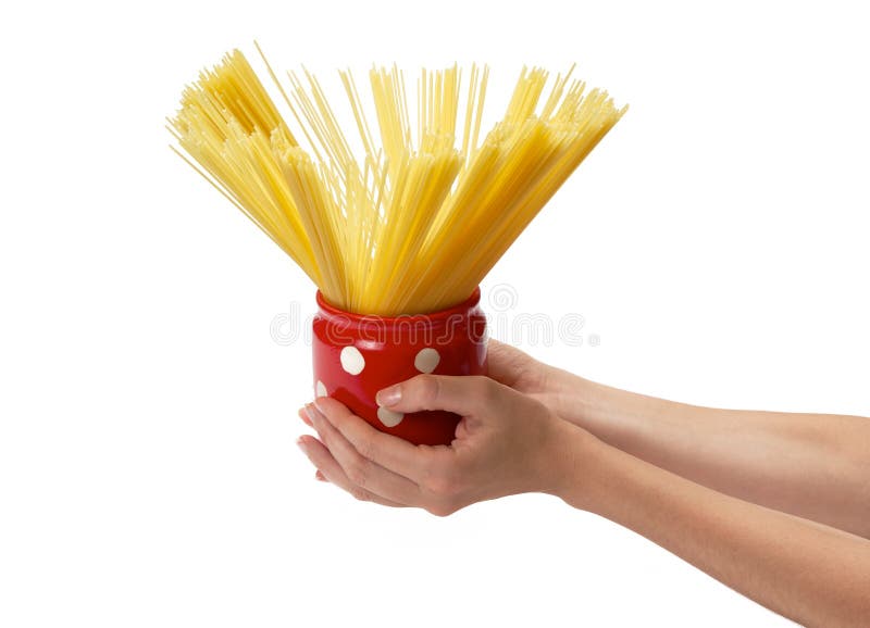 Hands Holding Jar with Spaghetti Inside Stock Image - Image of color ...