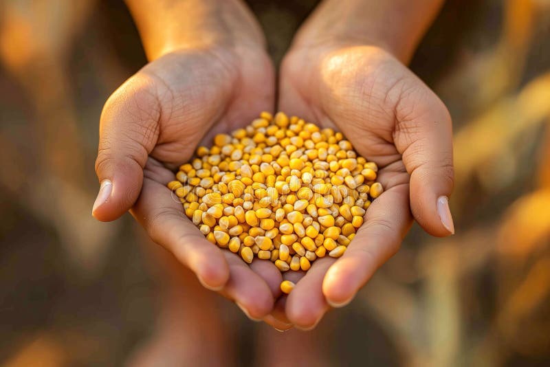 Hands Holding Kernel Corn in Sunlight an Image Representing Agriculture ...