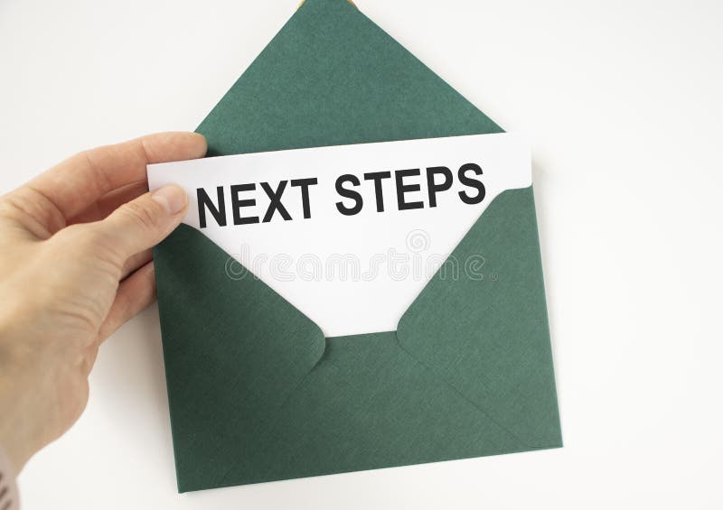 NEXT STEPS Text on Wooden Desk with Tablet Pc Stock Image - Image of ...