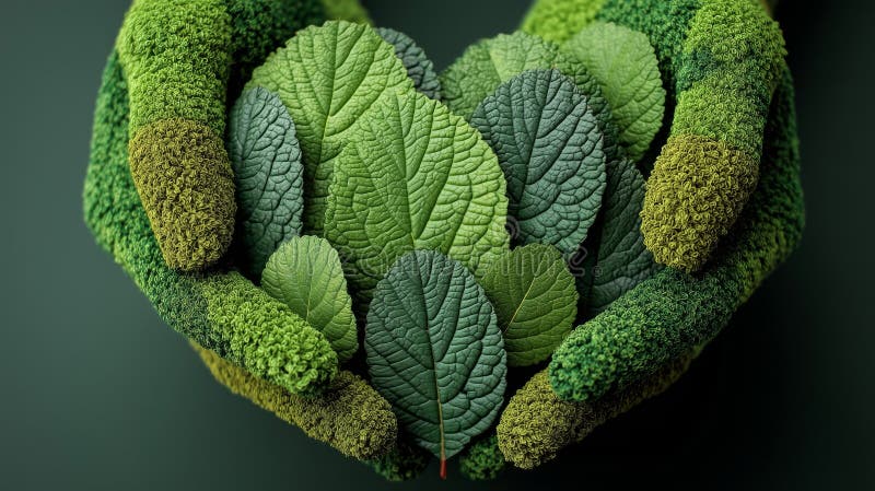 Hands Holding Leaves Symbolizing Environmental Care Stock Illustration ...