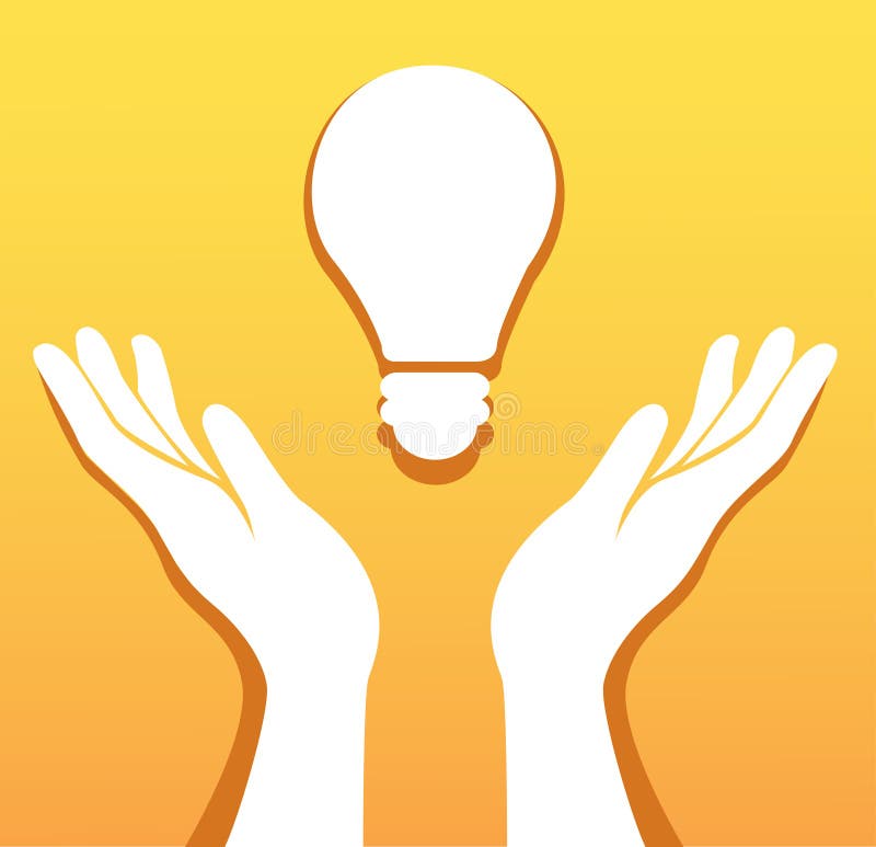 Hands Holding Light Bulb Icon Vector, Creative Concept Stock Vector ...
