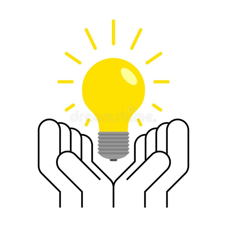 Hands Holding Light Bulb. Light Bulb on Palms Stock Vector ...