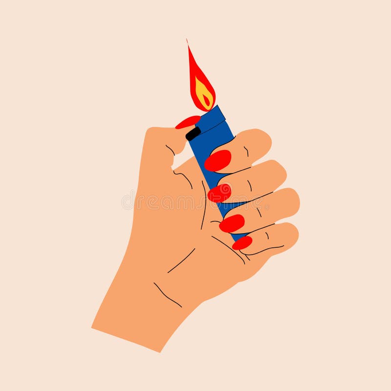 Hands Holding a Lighter .Vector in Cartoon Style Stock Vector ...